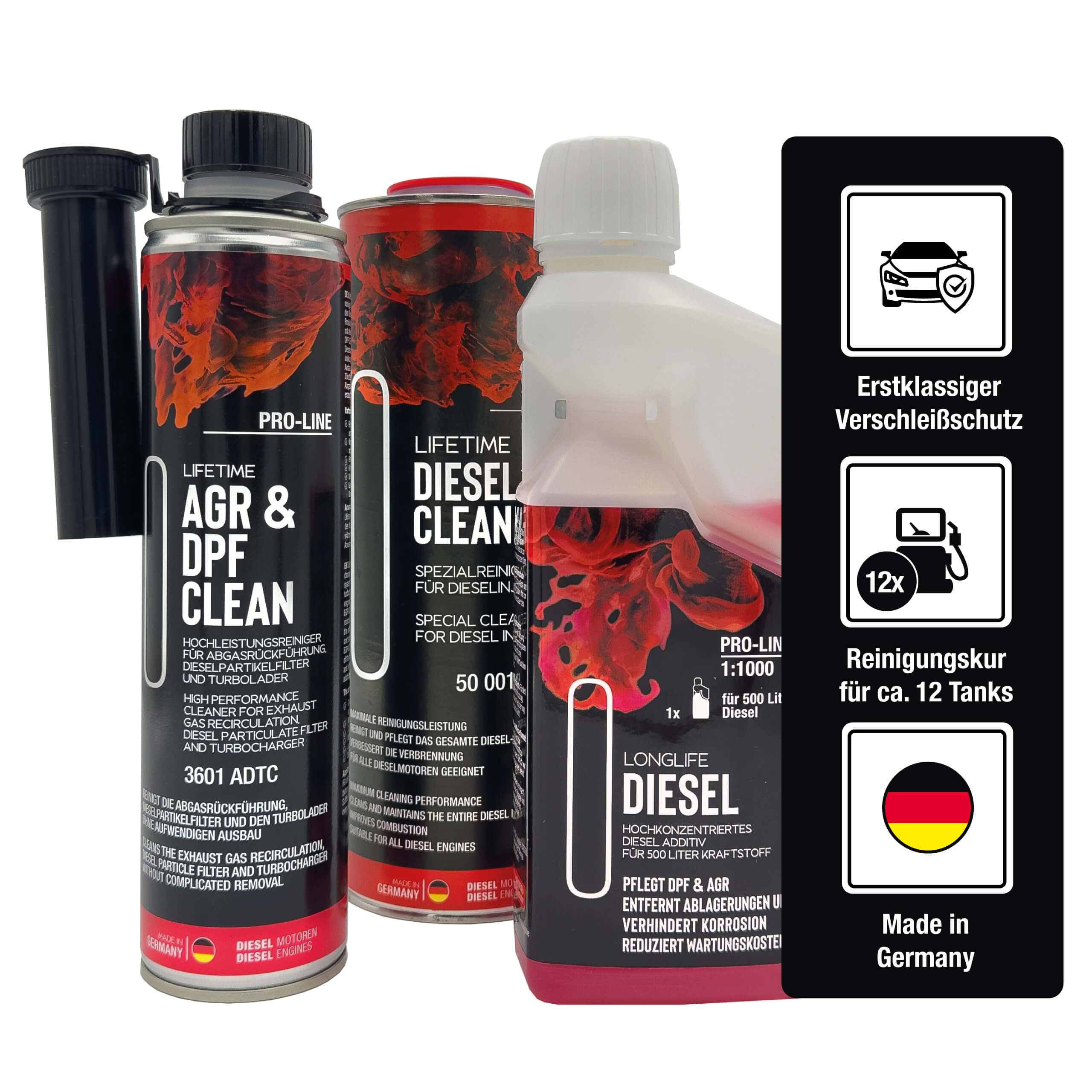 Diesel All in One Reinigungs-Kur Pro-Line | 1.000ml + 500ml + 400ml